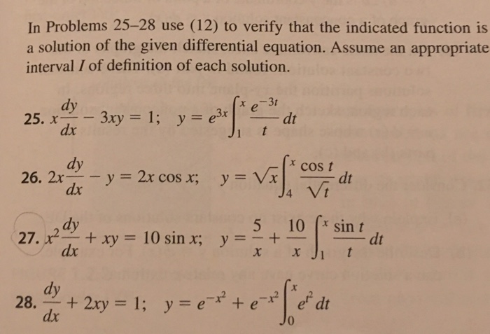 Solved In Problems 25-28 use (12) to verify that the | Chegg.com