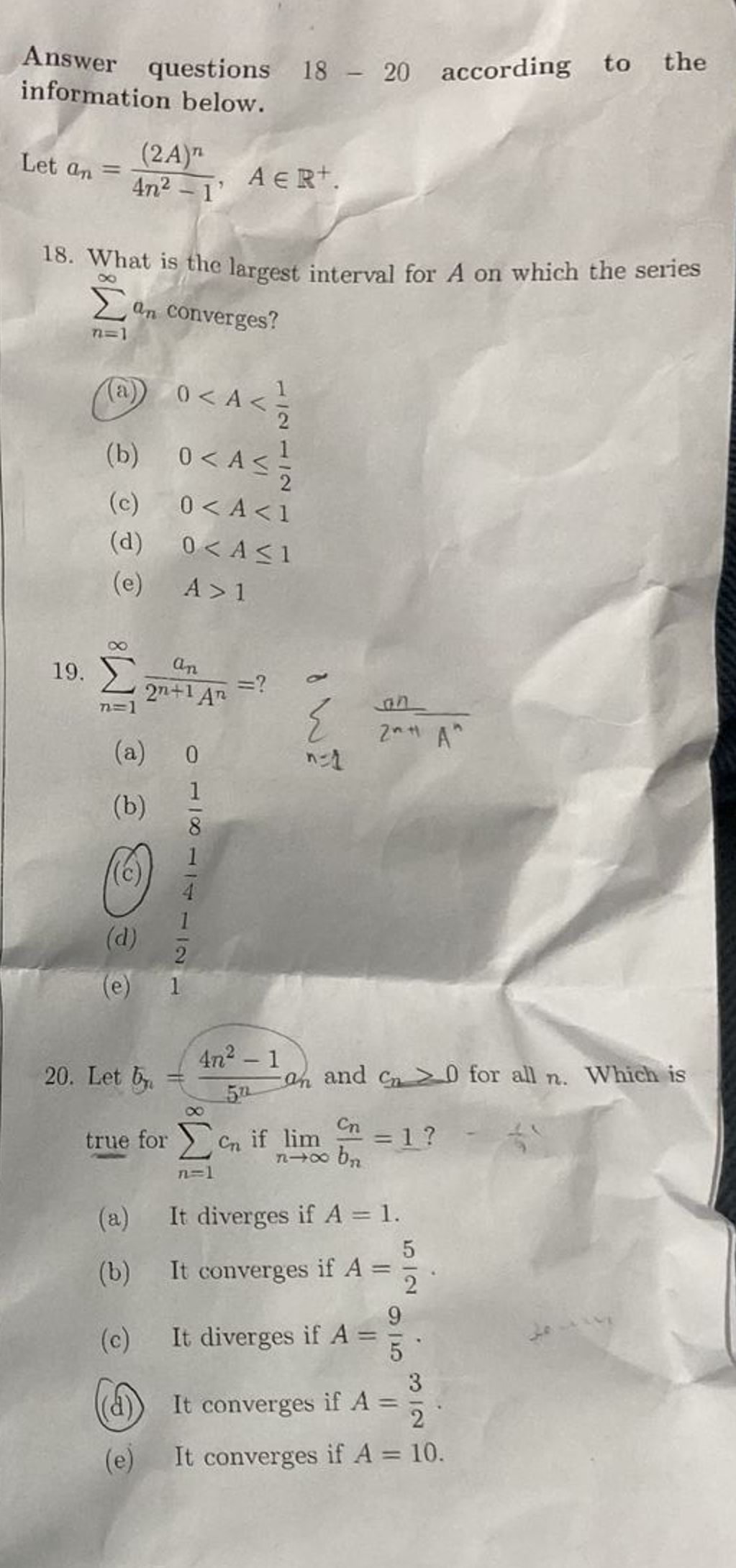 Solved Let an=(2A)n4n2-1,Ain es?Let bn=4n2-15nan ﻿and cn≥0 | Chegg.com
