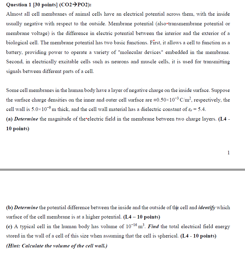 Solved Question 1 [30 points] (CO2+PO2): Almost all cell | Chegg.com