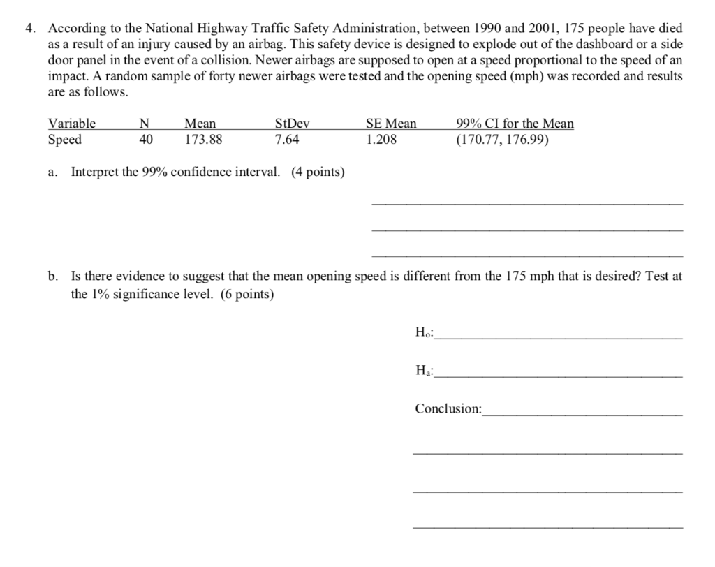 Solved 4. According to the National Highway Traffic Safety | Chegg.com