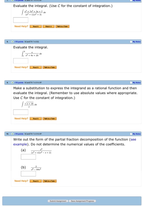 Solved Evaluate the integral. (Use C for the constant of | Chegg.com