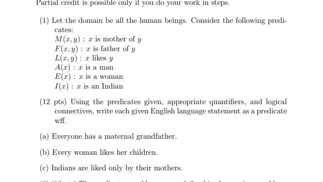 Solved Partial credit is possible only if you do your work | Chegg.com