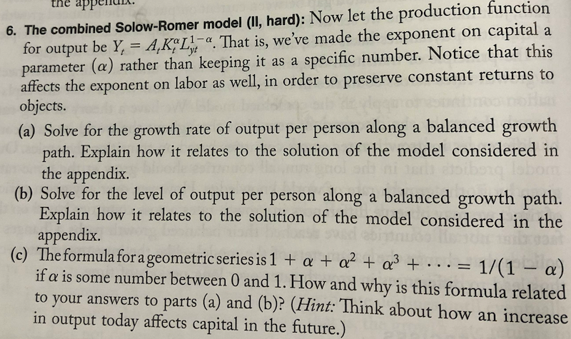 the ap 6. The combined Solow-Romer model (II, hard): | Chegg.com