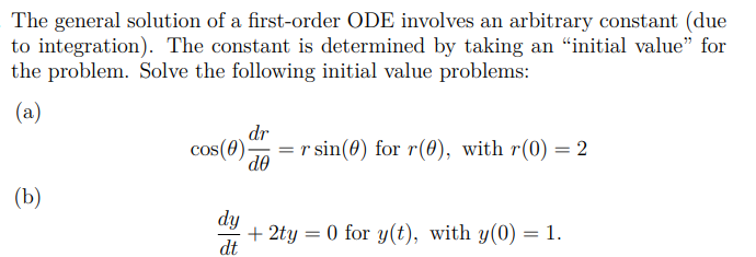 Solved The general solution of a first-order ODE involves an | Chegg.com