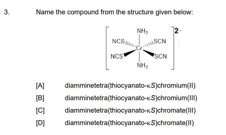 Solved Name the compound from the structure given below: [A] | Chegg.com