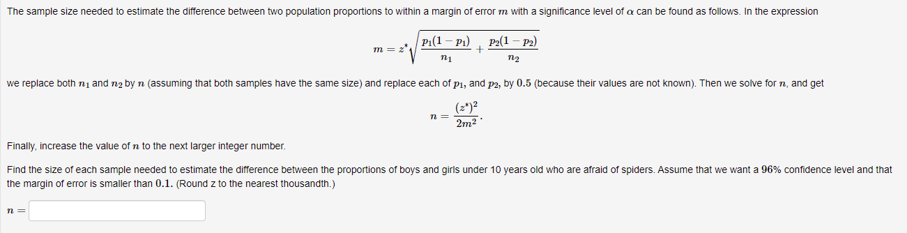 Solved The sample size needed to estimate the difference | Chegg.com
