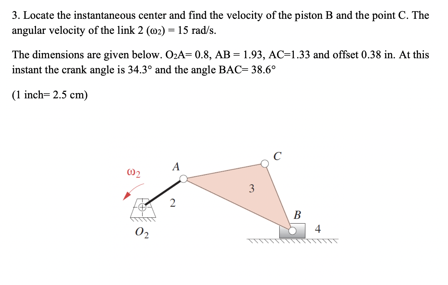 Solved 3. Locate the instantaneous center and find the | Chegg.com