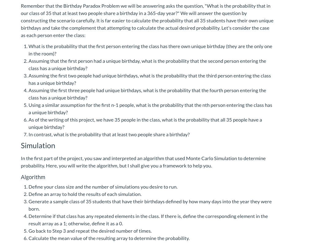 Solved Remember that the Birthday Paradox Problem we will be | Chegg.com