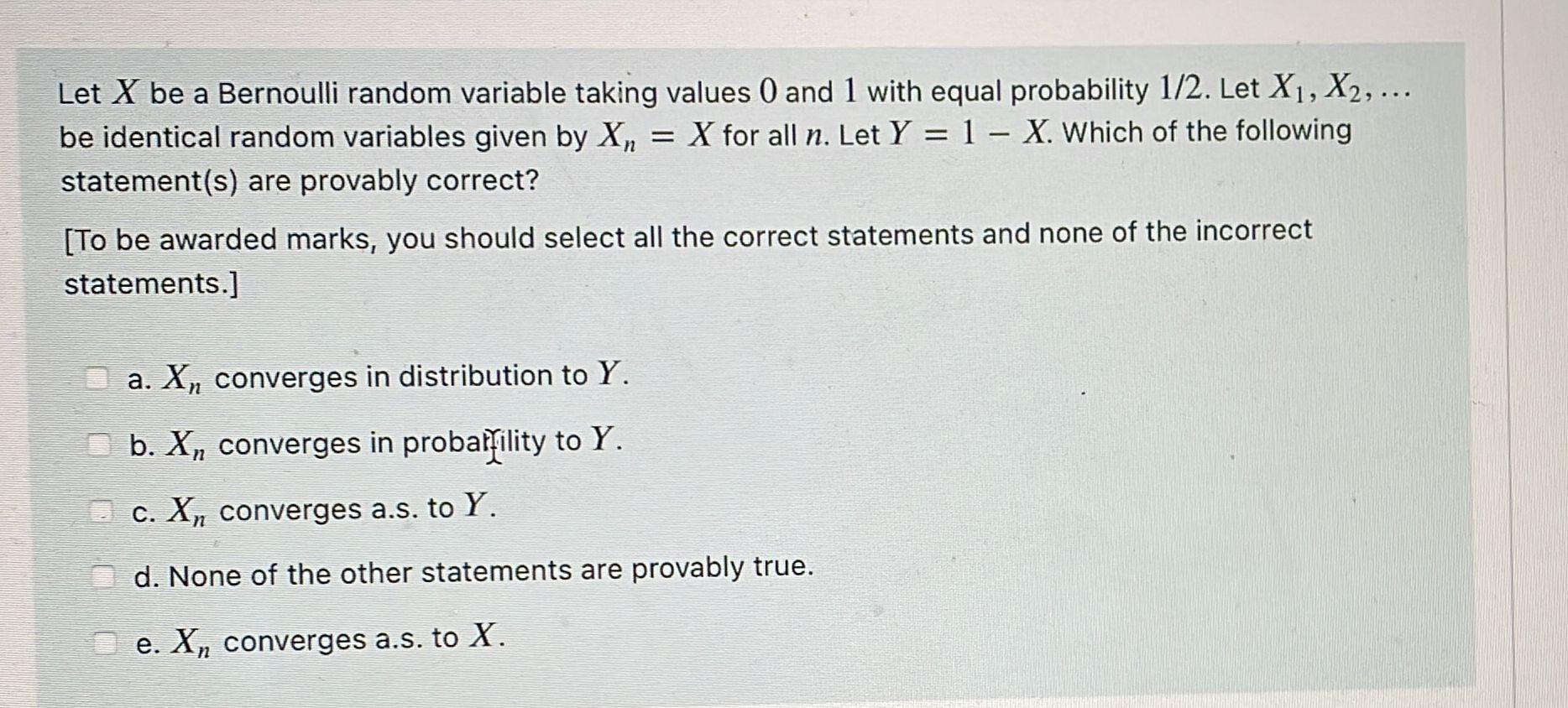 Let X Be A Bernoulli Random Variable Taking Values 0 