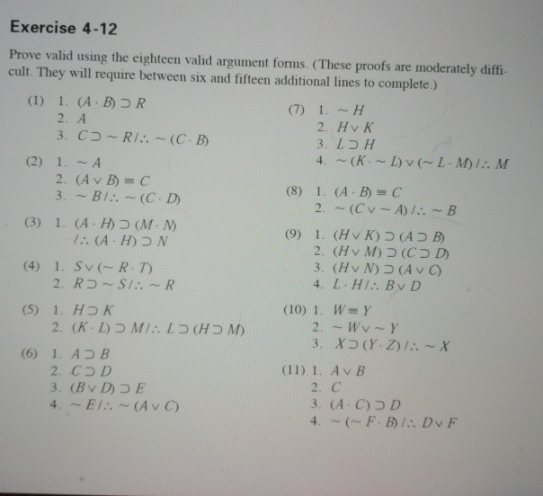 Solved Exercise 4 12 Prove Valid Using The Eighteen Valid