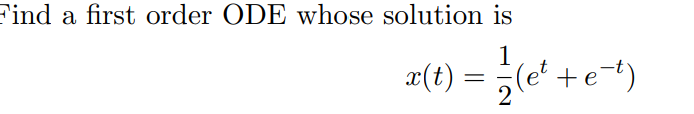 Solved Find a first order ODE whose solution | Chegg.com