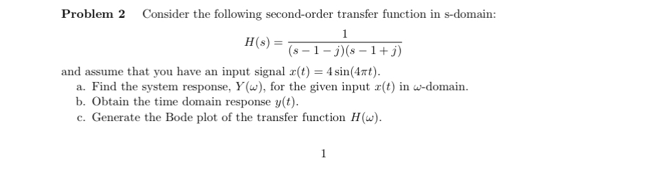 Solved Problem 2 Consider the following second-order | Chegg.com