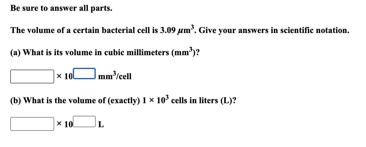 Solved Be sure to answer all parts. The volume of a certain | Chegg.com