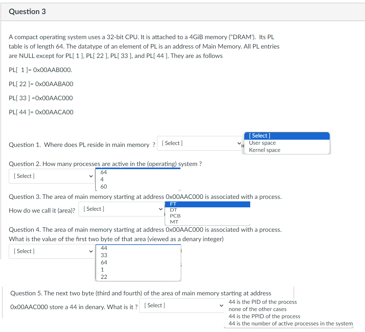 Solved A compact operating system uses a 32-bit CPU. It is | Chegg.com