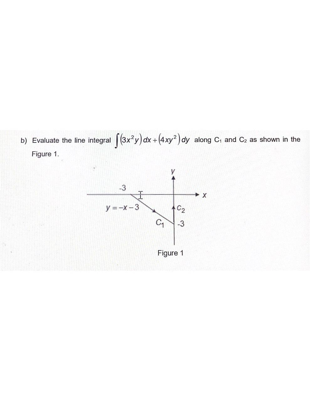 Solved b) Evaluate the line integral [(3x+y) dx +(4xy2) dy | Chegg.com