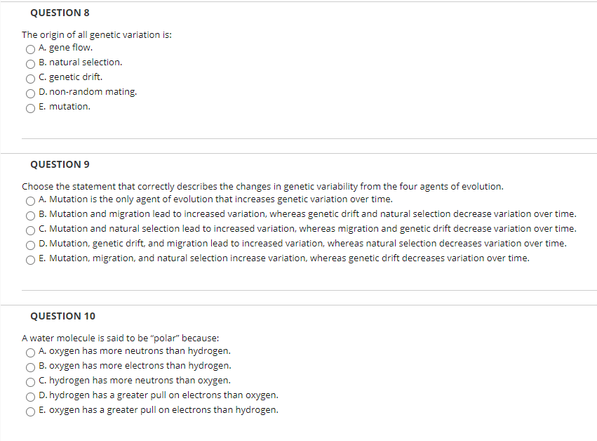 Solved QUESTION 8 The origin of all genetic variation is: A. | Chegg.com