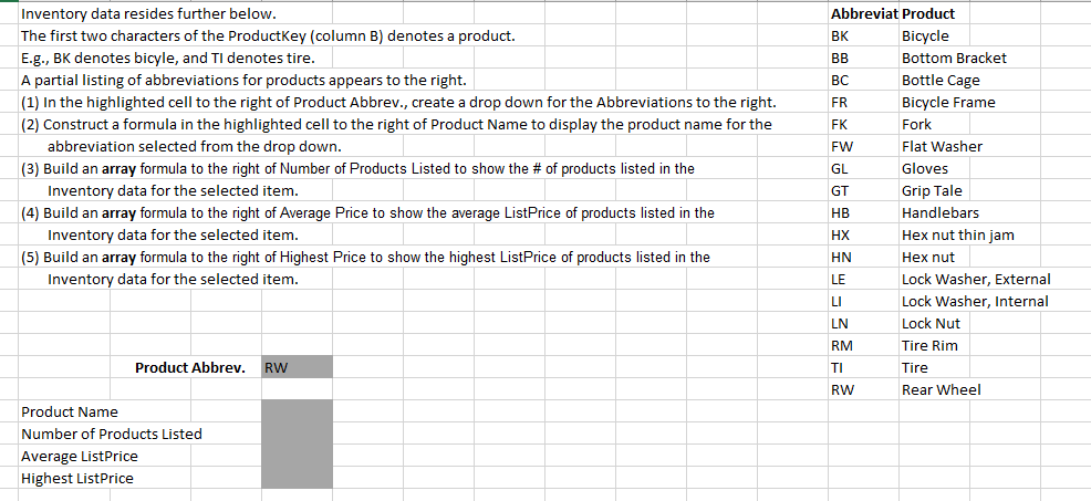 Bottle Cage Inventory data resides further below. The | Chegg.com
