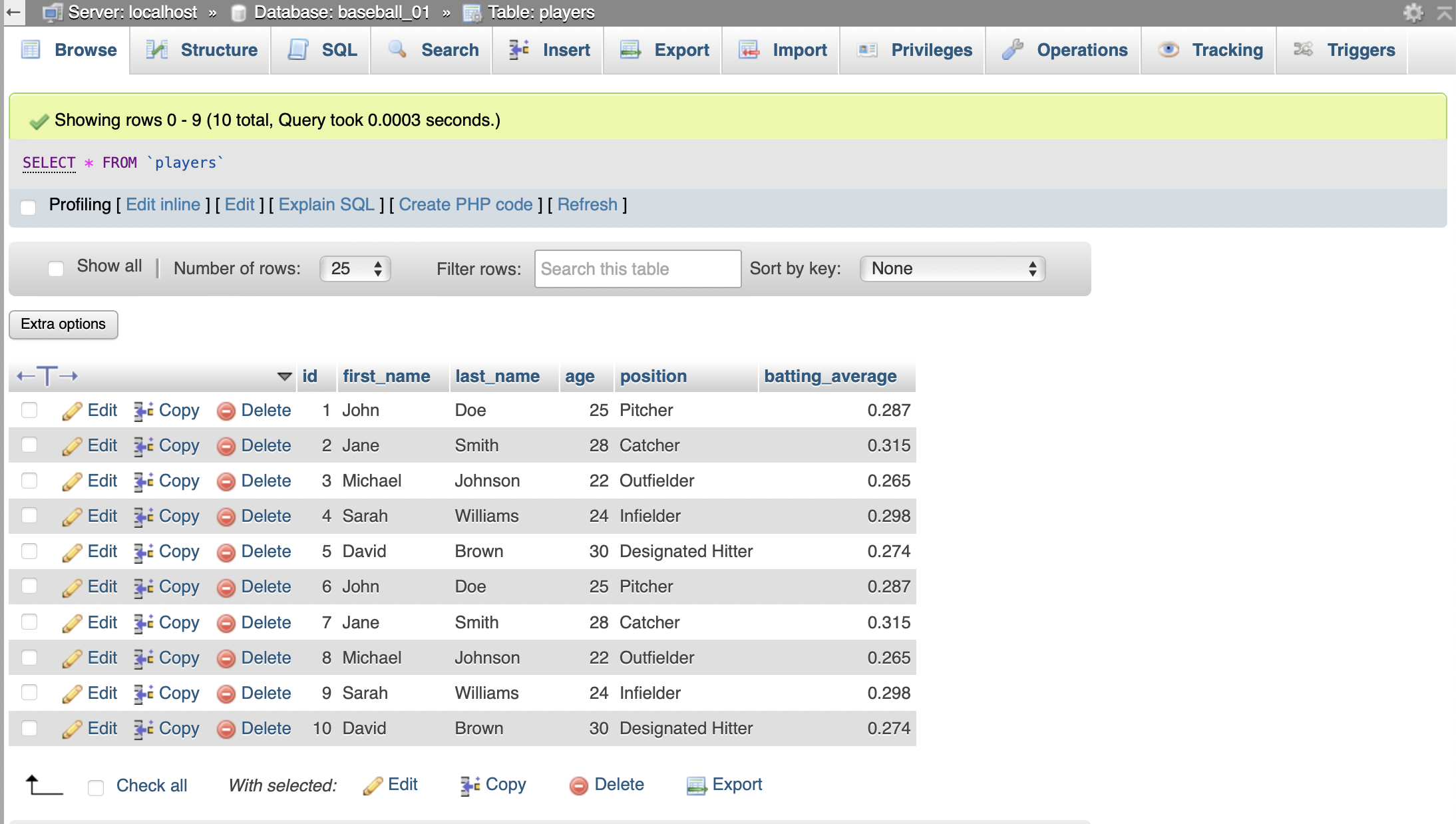 Solved Create a PDF holding all of your database data from | Chegg.com