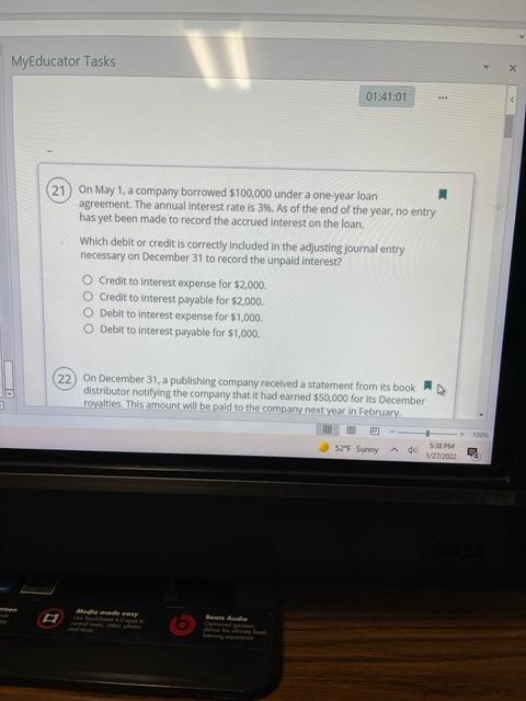 Solved MyEducator Tasks x 01:41:01 . 21 On May 1, a company | Chegg.com