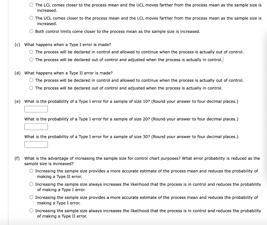 Solved UCL=LCL= Develop the control limits for the xˉ chart | Chegg.com