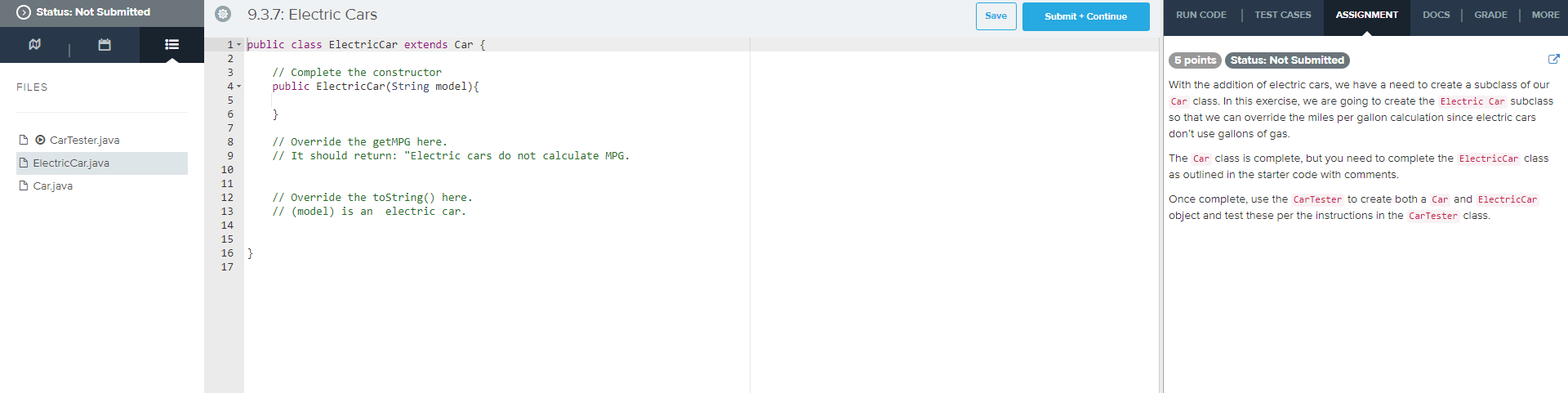 Solved Status: Not Submitted 9.3.7: Electric Cars Save | Chegg.com