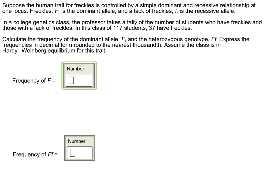 Solved Suppose the human trait for freckles is controlled by | Chegg.com