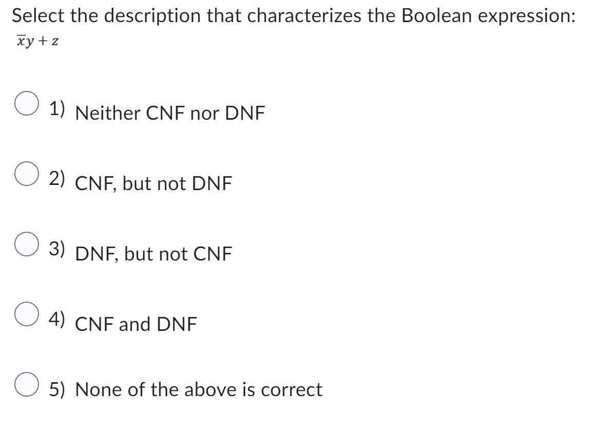 Solved Select The Description That Characterizes The Boolean