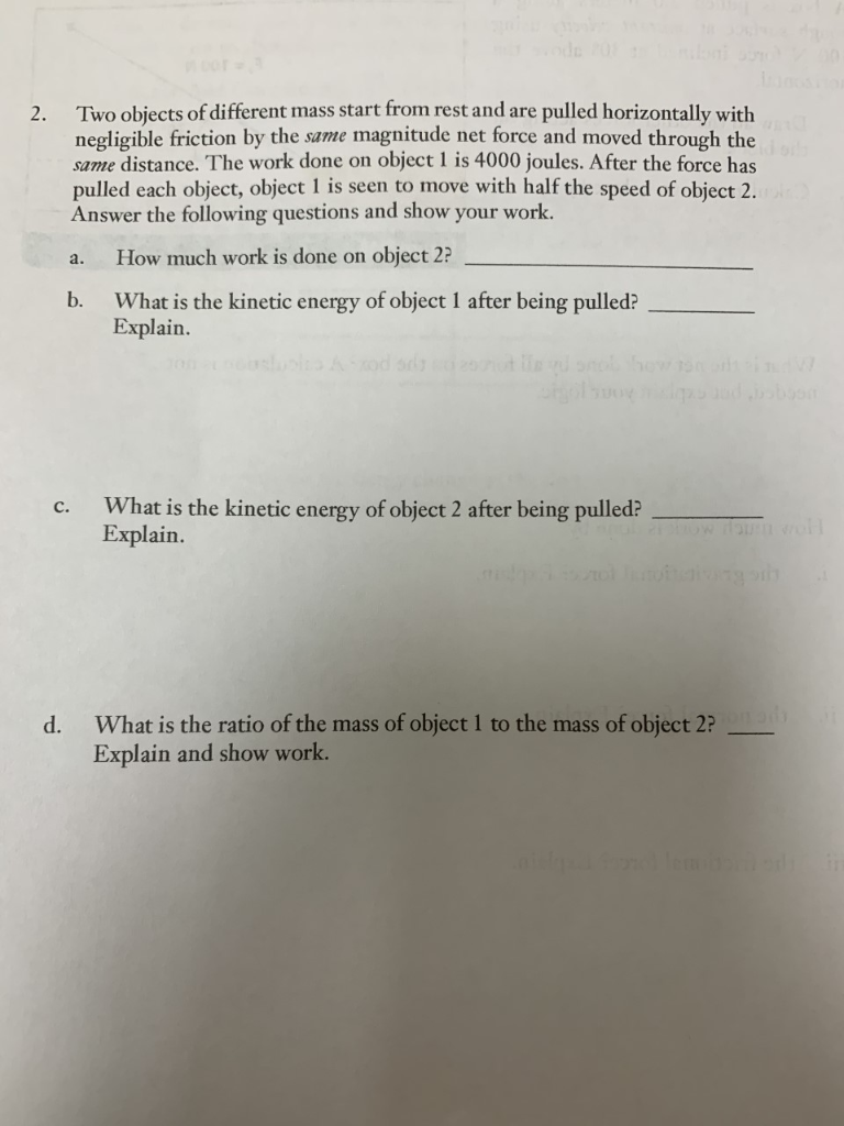 Solved Two objects of different mass start from rest and are | Chegg.com