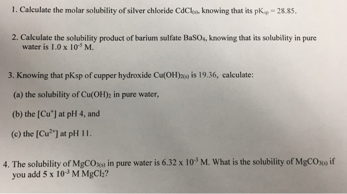 Solved Calculate the molar solubility of silver chloride | Chegg.com