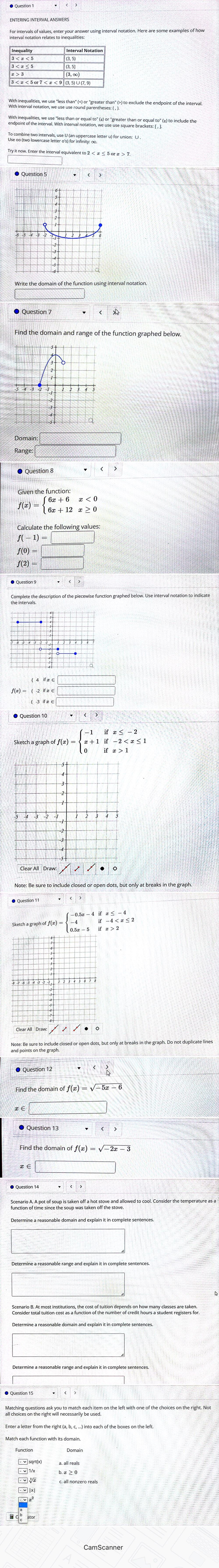 Solved ENTERING INTERVAL ANSWERS For intervals of values, | Chegg.com