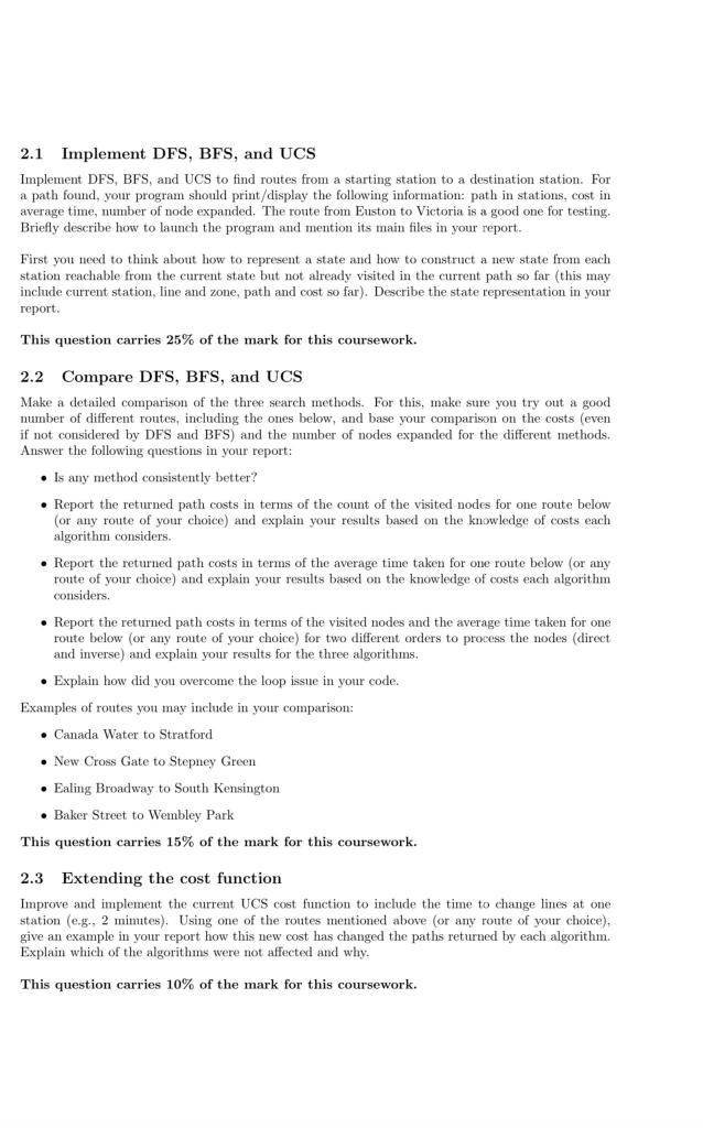 Solved 2.1 Implement DFS, BFS, and UCS Implement DFS, BFS, | Chegg.com