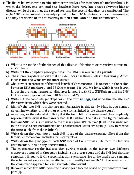 10. The figure below shows a partial microarray | Chegg.com