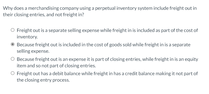 Solved Why does a merchandising company using a perpetual | Chegg.com