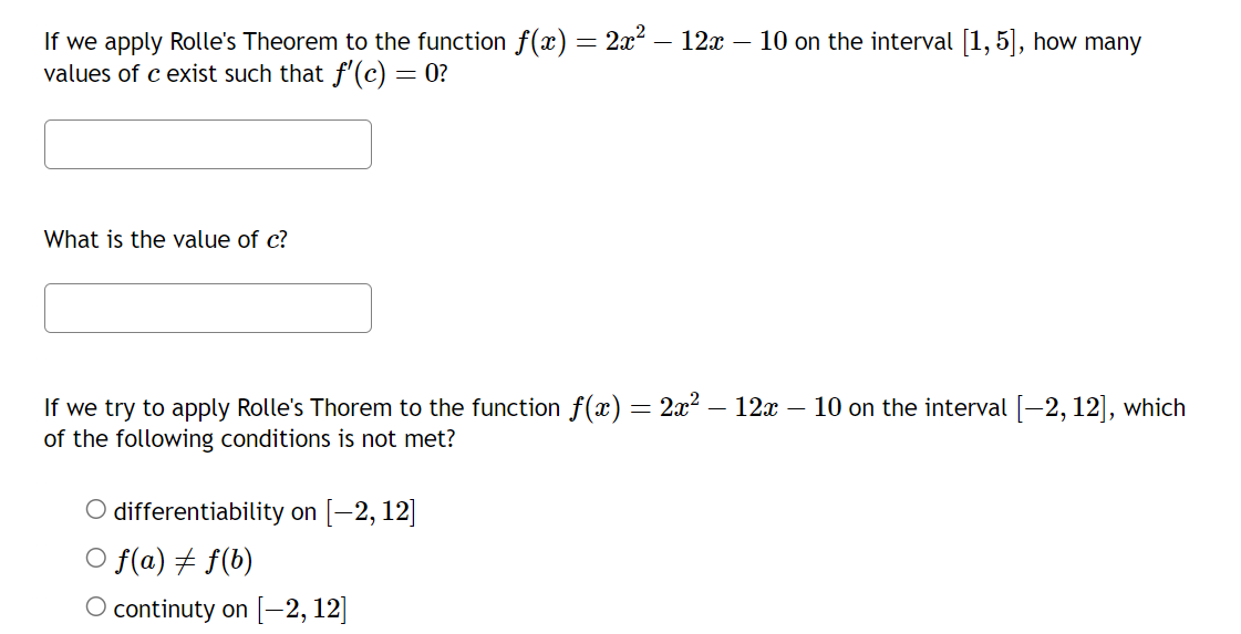 Solved If we apply Rolle's Theorem to the function | Chegg.com