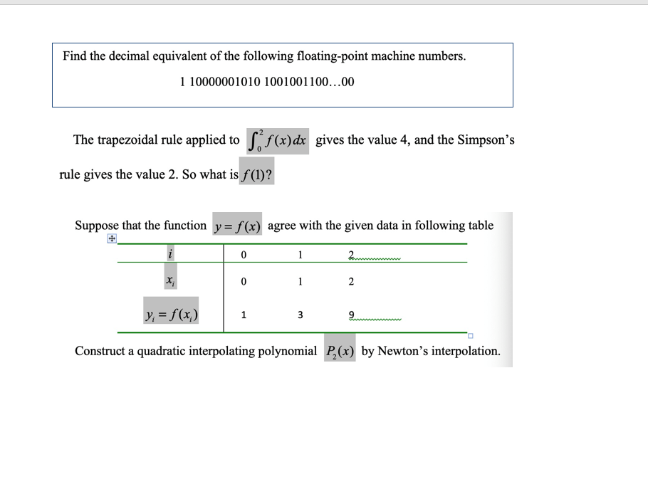 Solved Find the decimal equivalent of the following | Chegg.com