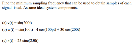 Solved Find the minimum sampling frequency that can be used | Chegg.com