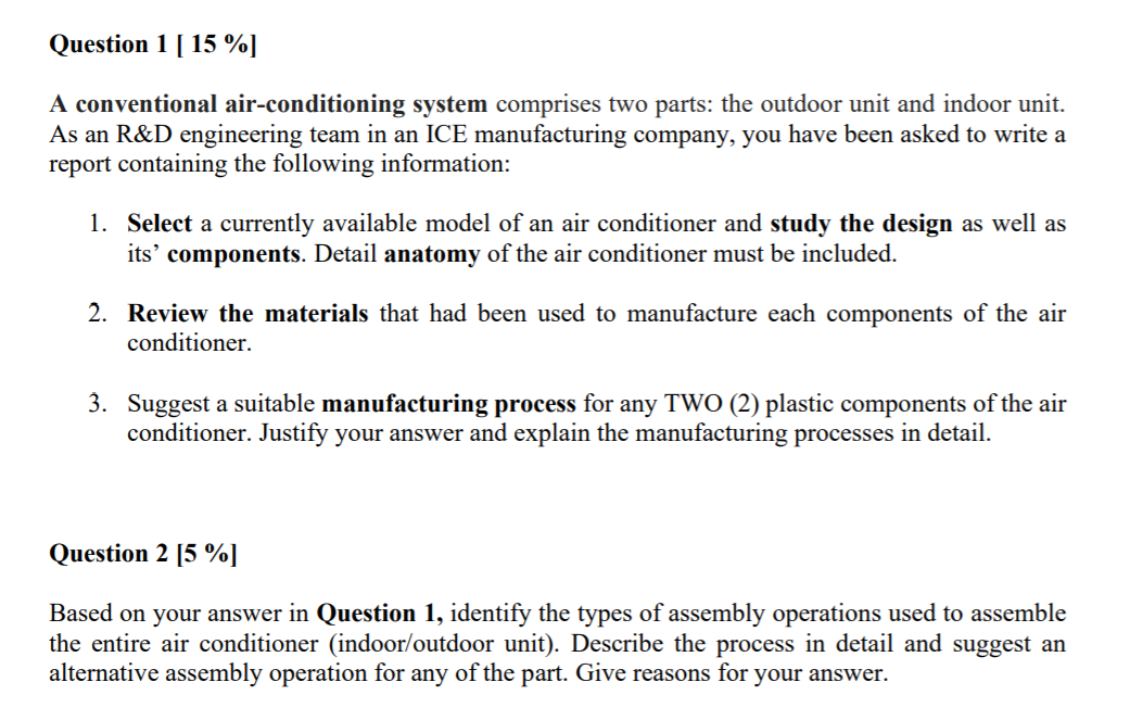 Solved Question 1 [15 %] A conventional air-conditioning | Chegg.com
