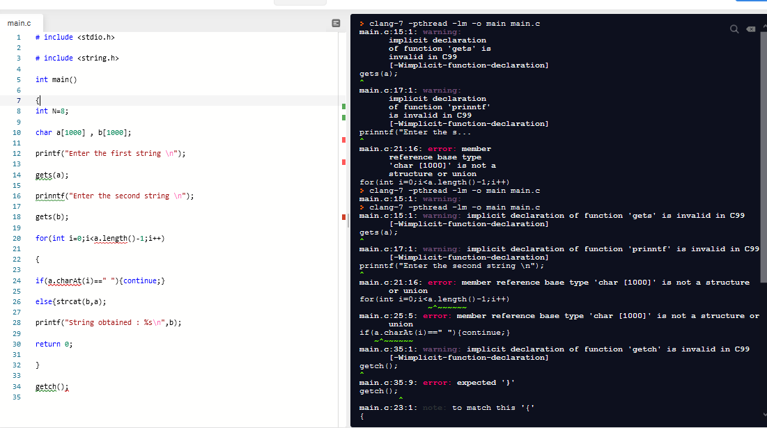 Solved i'm not sure how to fix these errors, using c | Chegg.com