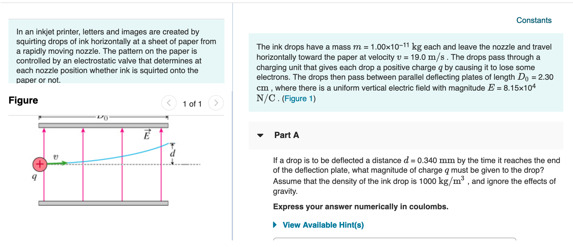 Solved Constants In an inkjet printer, letters and images | Chegg.com
