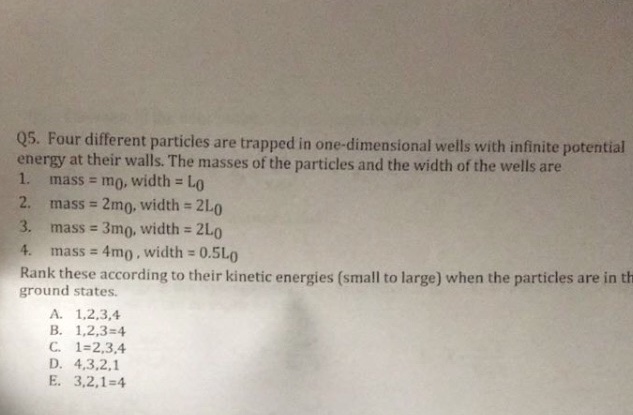Solved Q5. Four different particles are trapped in | Chegg.com