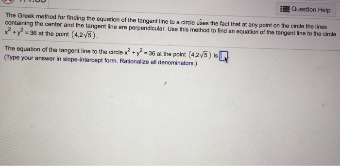 Solved Question Help The Greek method for finding the | Chegg.com