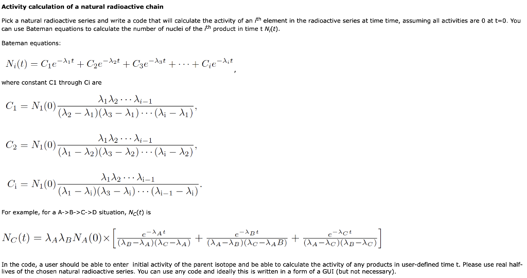 Solved Activity calculation of a natural radioactive chain | Chegg.com