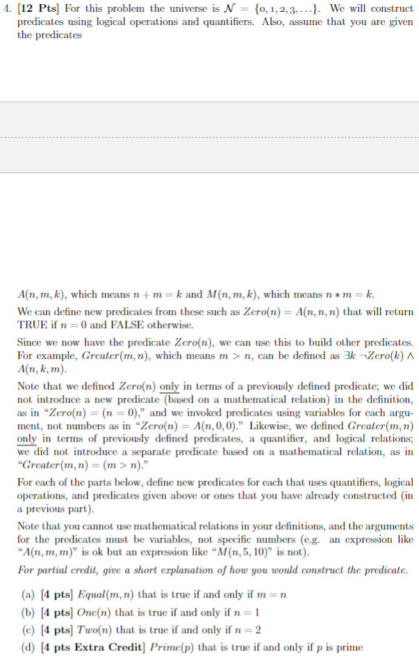 4. [12Pts] For this problem the universe is | Chegg.com
