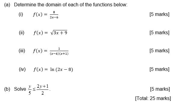 Solved (a) Determine the domain of each of the functions | Chegg.com