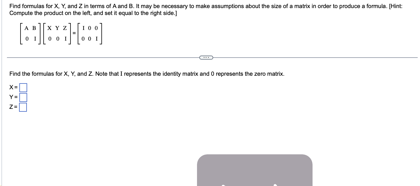 Solved Find formulas for X,Y, and Z in terms of A and B. It | Chegg.com
