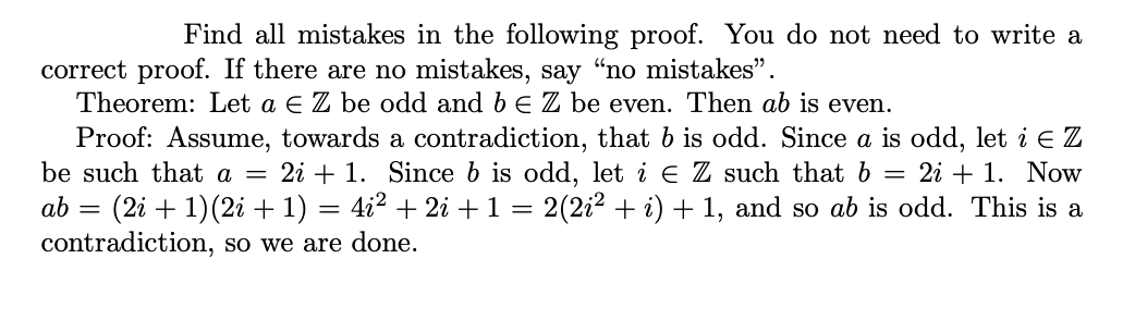 Solved Find all mistakes in the following proof. You do not | Chegg.com