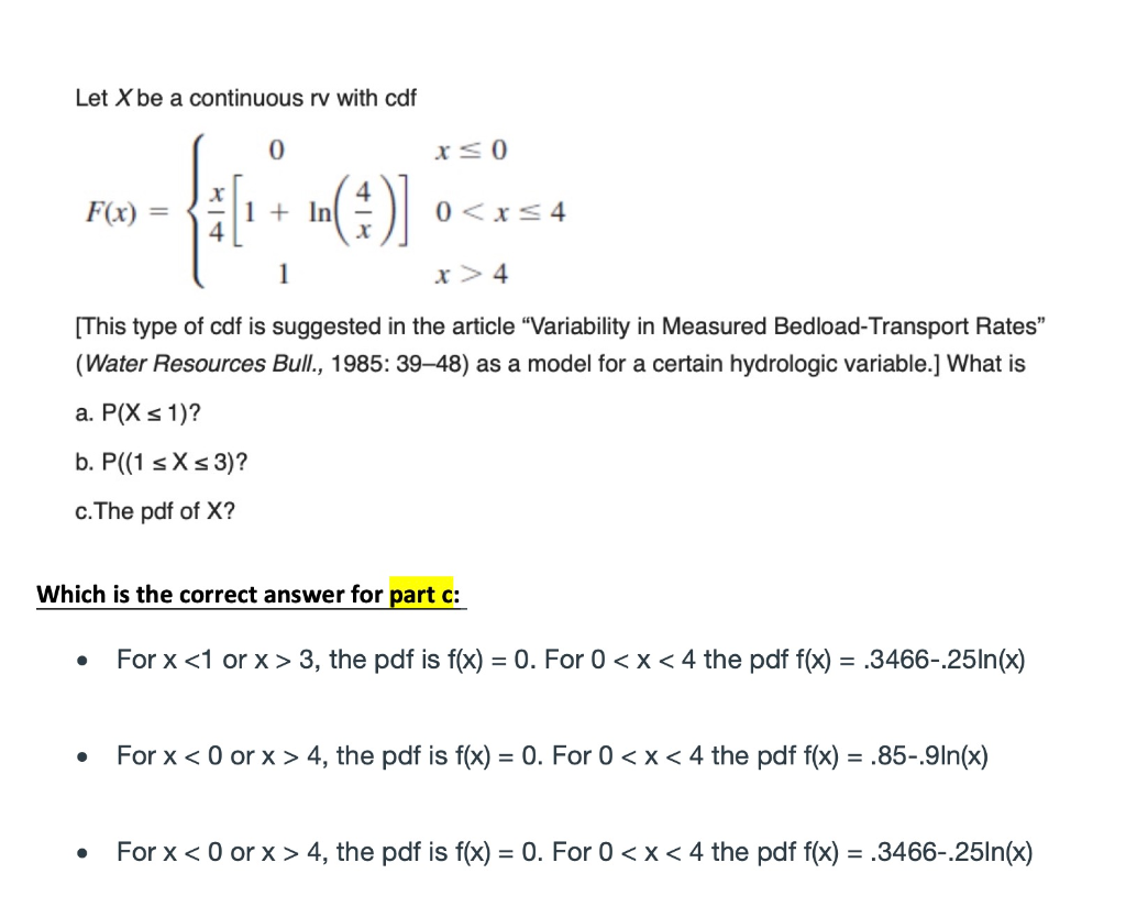 Solved Let X be a continuous rv with cdf x