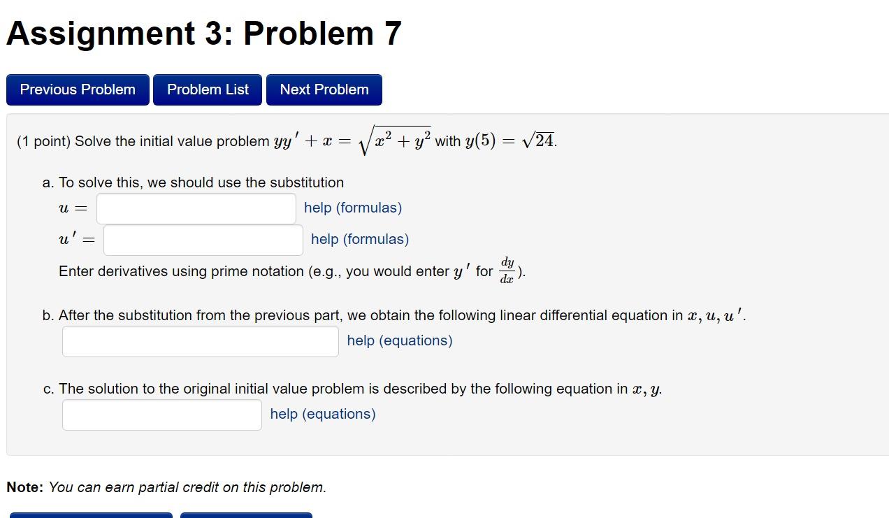 Solved Assignment 3: Problem 7 Previous Problem Problem List | Chegg.com