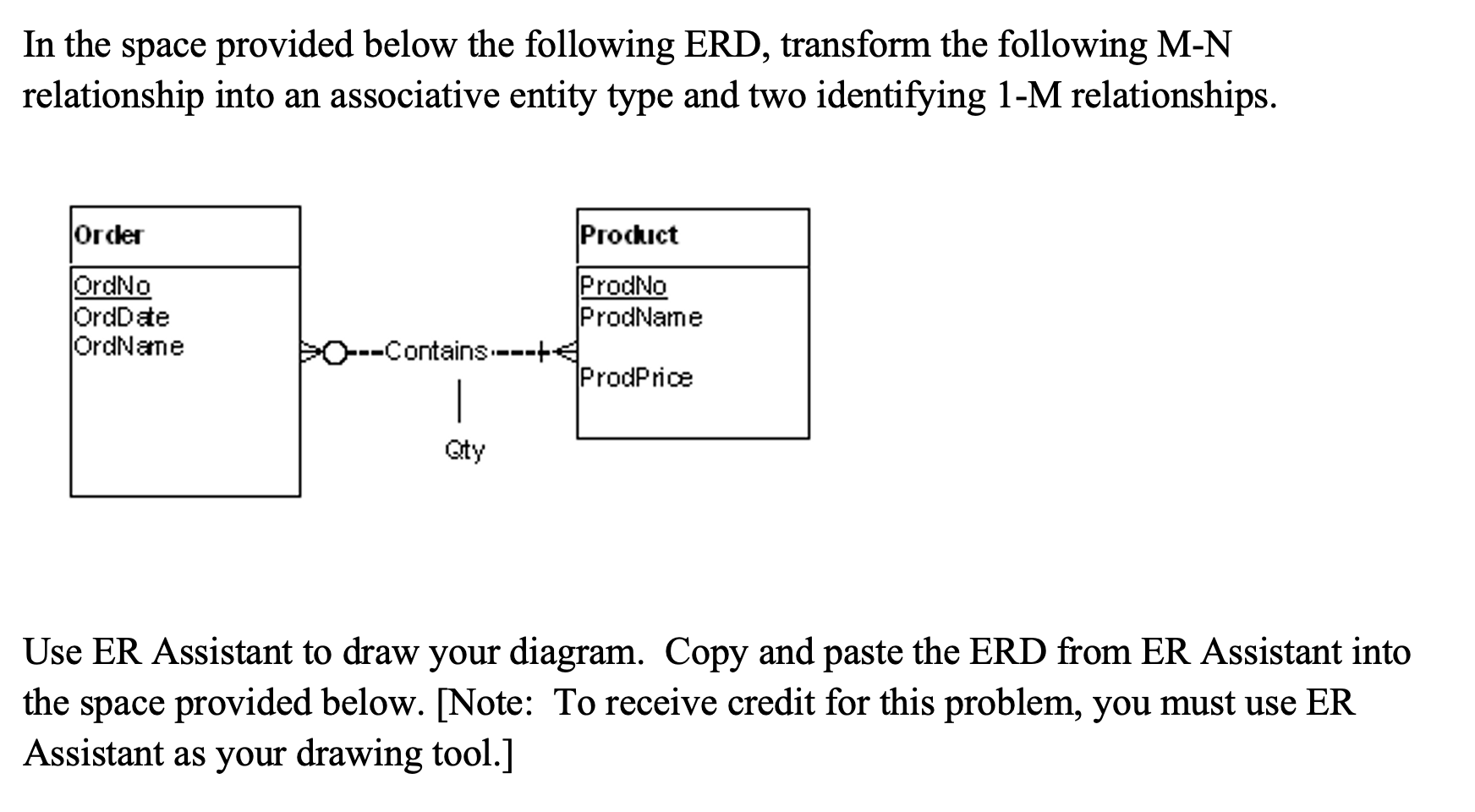 Solved In the space provided below the following ERD, | Chegg.com