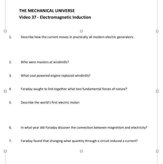 Solved THE MECHANICAL UNIVERSE Video 37 - Electromagnetic | Chegg.com